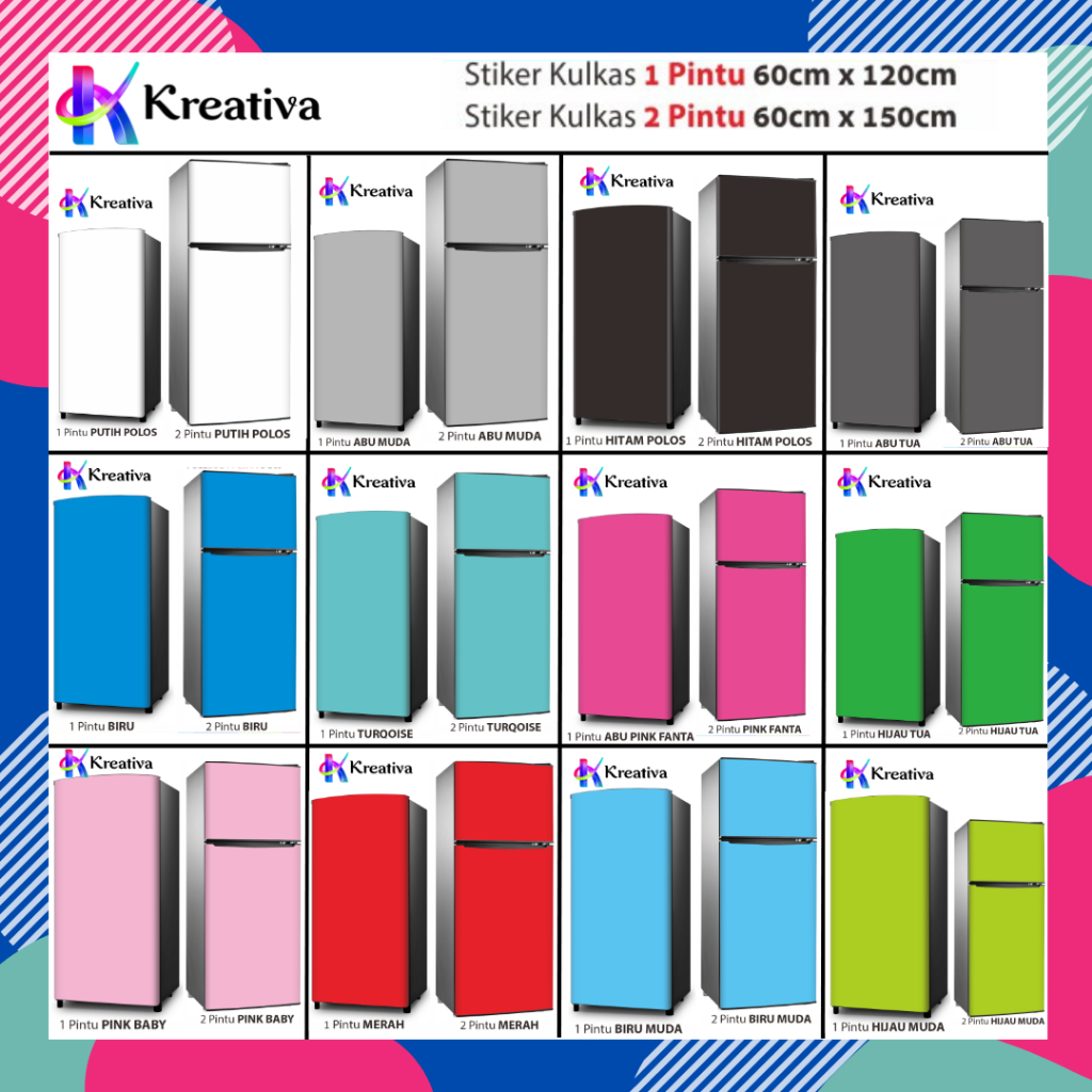 STICKER Refrigerator 1 Door or 2 Door Standard PLAIN COLOR | Shopee ...