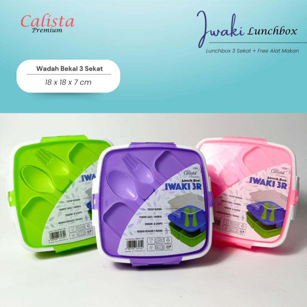 Calista Lunch Box Free Cutlery - Lunch Box Iwaki 3R | Shopee Malaysia