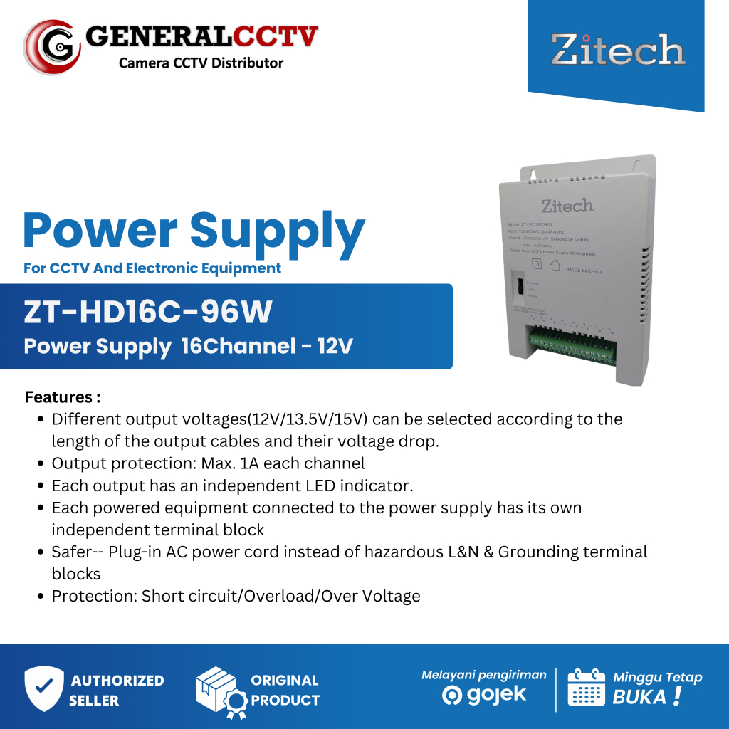 Zitech 16 Channel ZT-HD16C-96W 12V Power Supply | Shopee Malaysia
