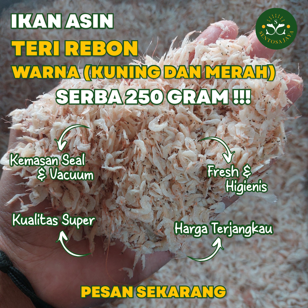 MERAH Rebon Shrimp 250 Grams Of Salted Fish Rebon Shrimp (Yellow And ...