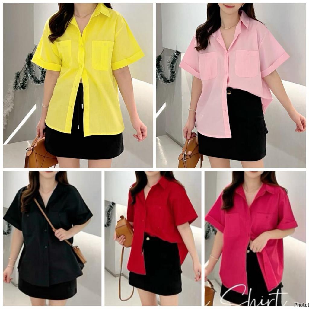 KEMEJA KATUN Eta Basic Shirt - Plain Women's Shirt - Cotton Women's Top | Shopee Malaysia