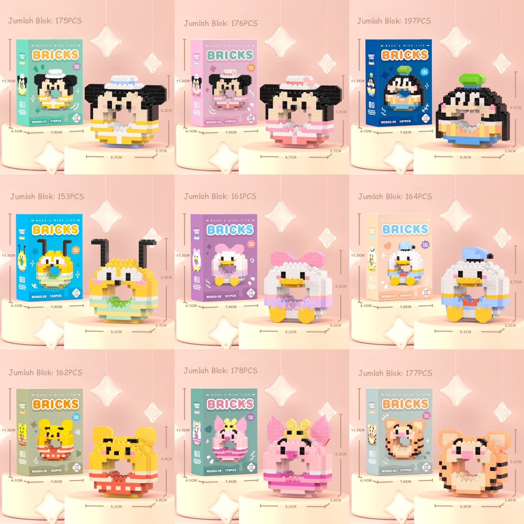 Nano Bricks Round Donut Toys DIY Cartoon Character Stacking Blocks ...