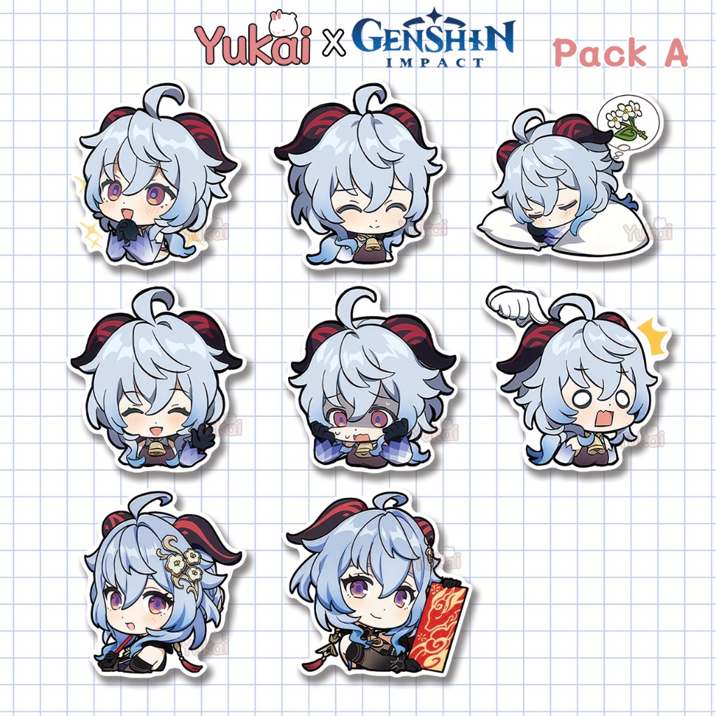 Ganyu Genshin Impact Premium Pack Sticker, Waterproof Anime Sticker ...