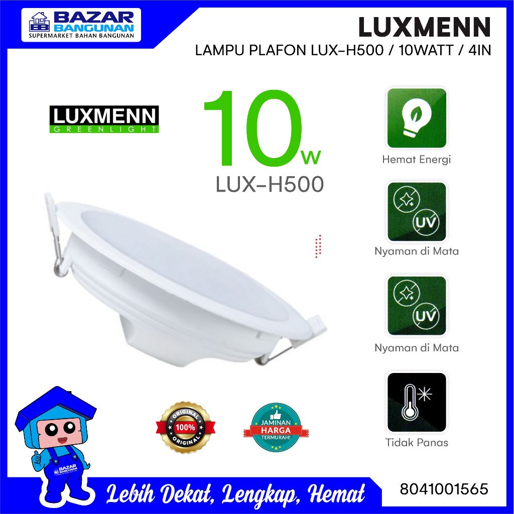 Luxmenn - Ceiling Downlight LUX H500 H 500 4In 4 In 10W 10W White | Shopee Malaysia
