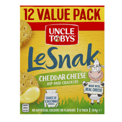 Uncle Tobys Le Snak Dip & Crackers Cheddar Cheese Value Pack | 264g ...