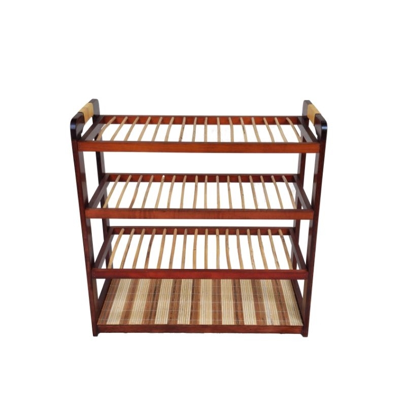 KAYU Slipper/shoe Rack (Wood & Rattan). Wooden shoe rack. Wooden sandal ...