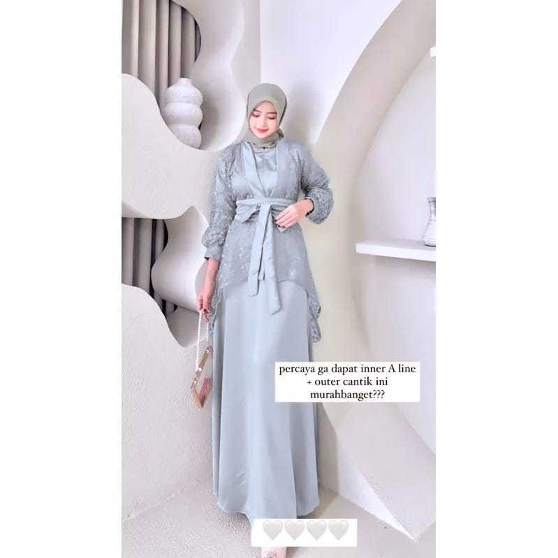 FUJI GAMIS ONE SET OUTER / SATIN VELVET COMBI TILE PEARL GAMIS / GAMIS ...