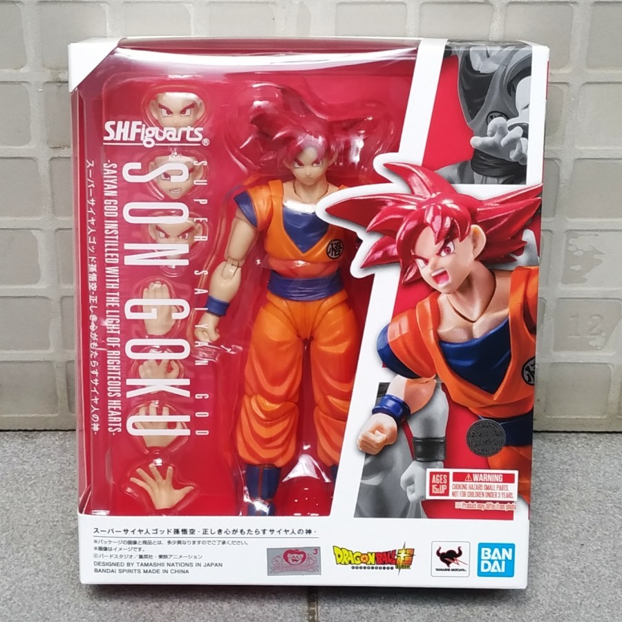 Bandai SHF SUPER SAIYAN GOD SON GOKU INSTILLED WITH THE LIGHT OF RIGHTEOUS HEARTS SON GOKOU ...