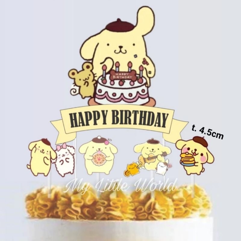 Sanrio Pompompurin Kuromi Cardboard Topper Set Skewer Birthday Cake ...