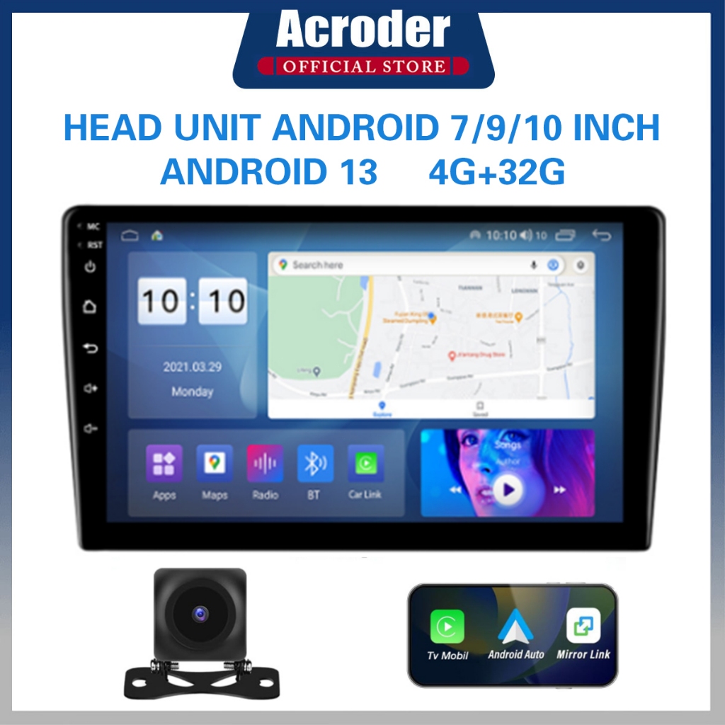 LAYAR Acroder Head Unit Android 13 4G+32G 7/9/10 Inch WiFi GPS Mirrorlink Cooling system IPS ...