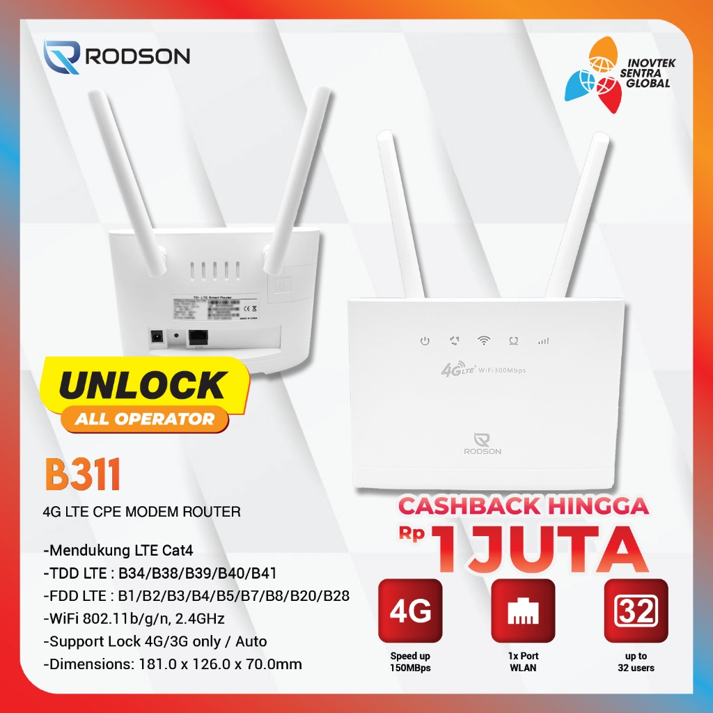Rodson B311 Modem Router Wifi Wireless 4G LTE | Unlock All Operators ...