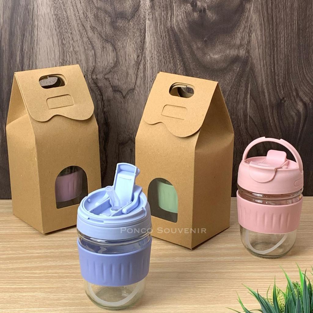 Ecentio Glass Coffee Cup 350 ML Plain Kraft Box Packaging | Shopee Malaysia