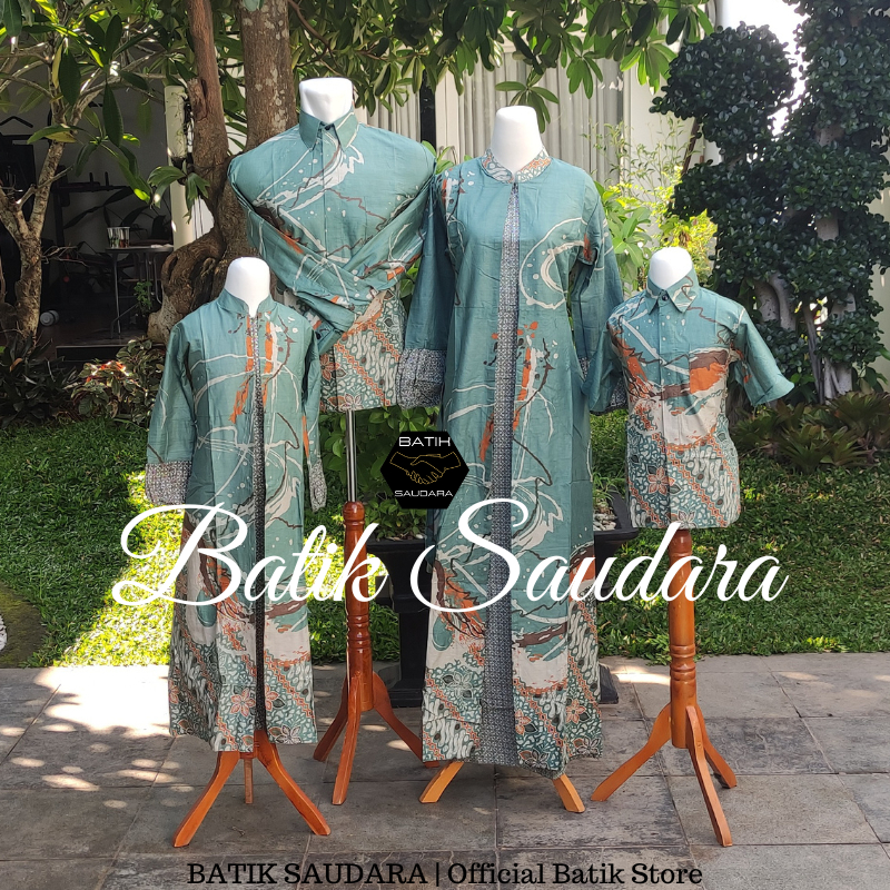 Family Batik Sibling Gamis Set with Sage Abstract Motif | Shopee Malaysia
