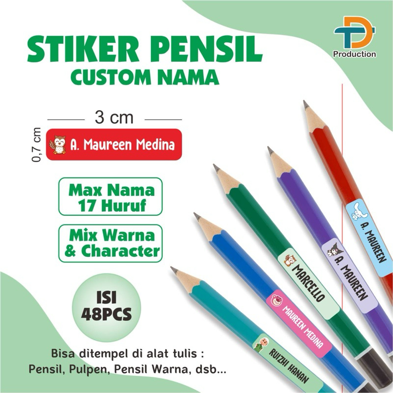 (Content Of 48pcs) Custom Pencil Stickers For Children's Names For ...