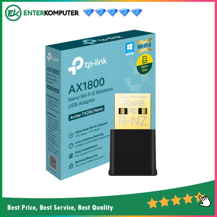 TP-Link AX1800 Nano Wi-Fi 6 Wireless USB Adapter - Archer TX20U Nano ...