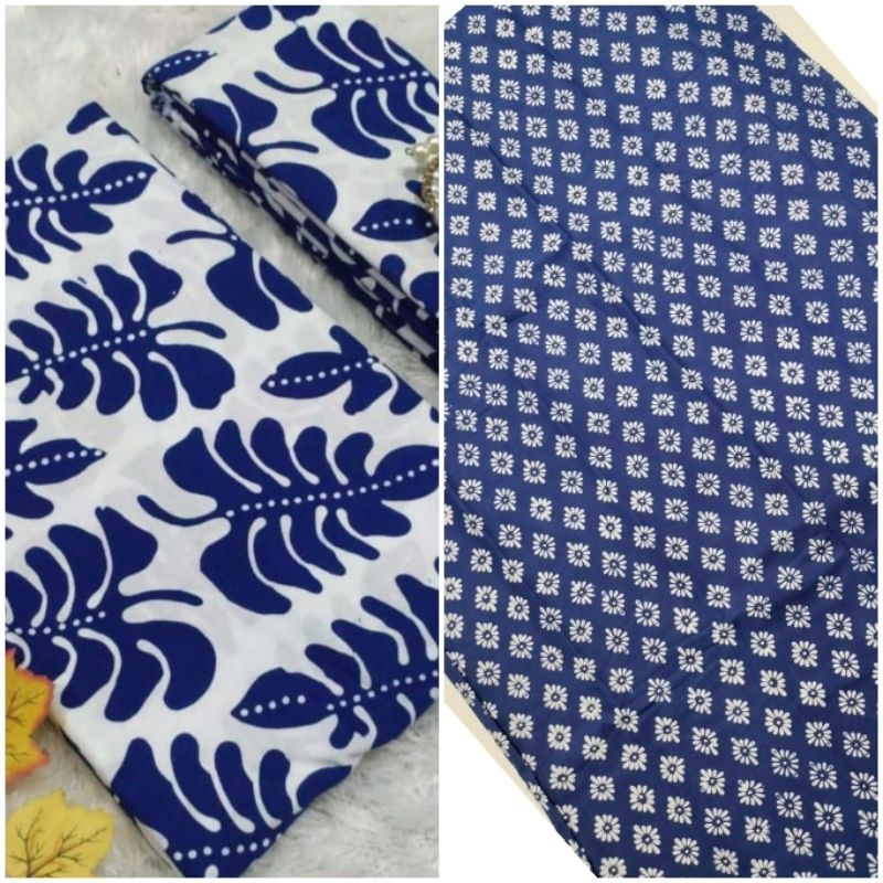 KATUN PUTIH Blue and White Stamped Batik Cloth Soft Cotton Material 2 ...