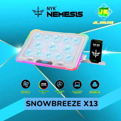 Nyk NEMESIS SNOWBREEZE X13 COOLINGPAD 13 FAN RGB WITH PHONE HOLDER ...