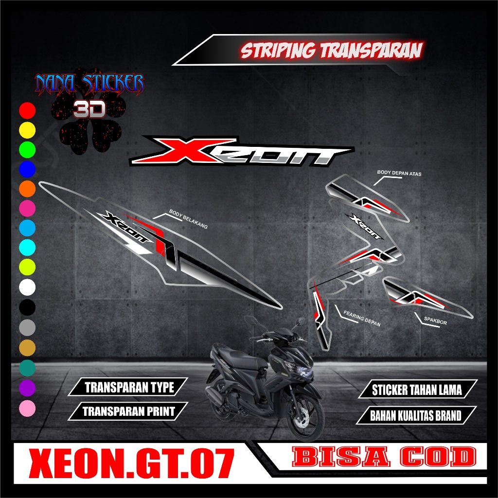 Ujv XEON GT TRANSPARENT Striping Sticker Variations Sticker list for ...