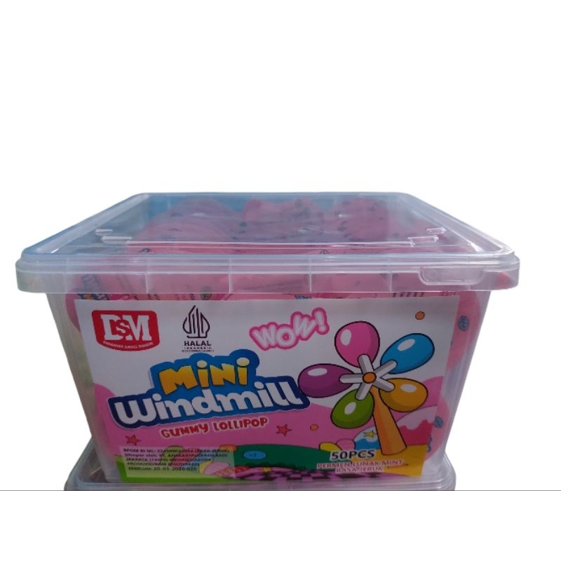 DSM Mini Windmill Gummy Lollipop Strawberry Candy contains 50 Pcs ...