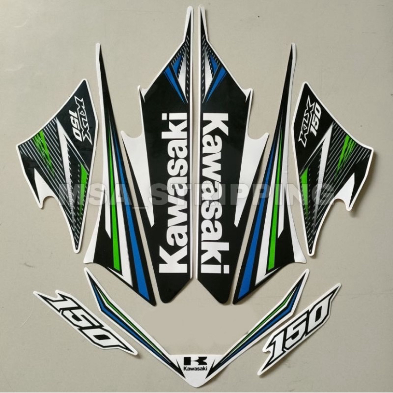 PUTIH HIJAU Stripping strip sticker sticker lis Pole body Kawasaki klx ...