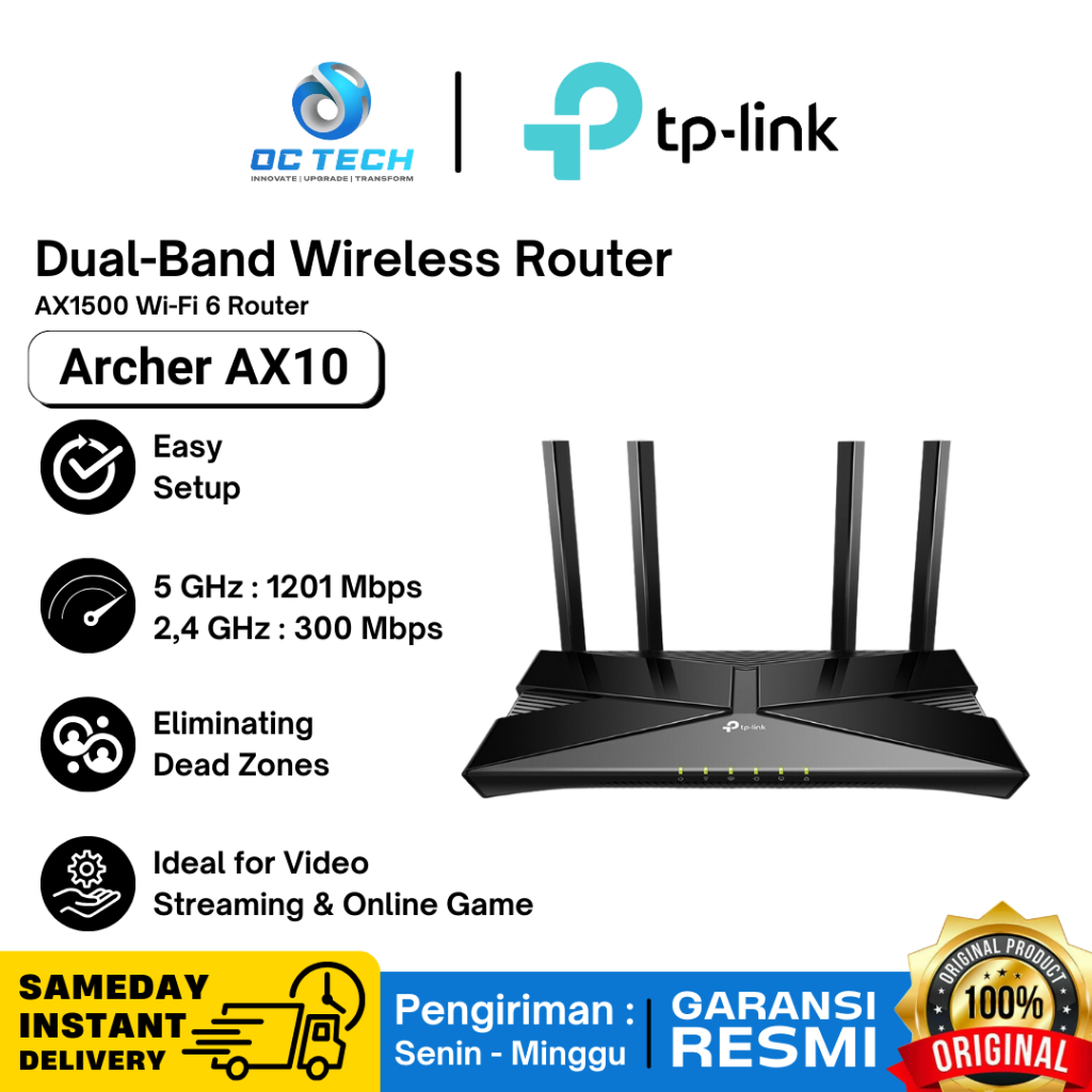 Tp-link Archer AX10 AX1500 WIFI 6 Wireless Router Tplink AX 10 AX 1500 ...
