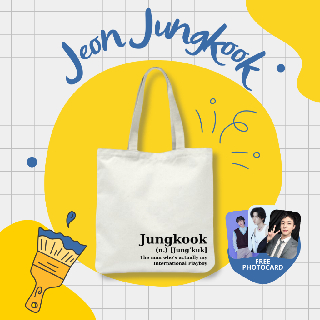 Bts TOTEBAG JEON JUNGKOOK DRILL Version PREMIUM BW TOTEBAG MERCH KPOP ...