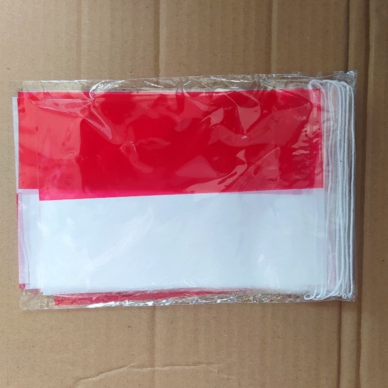 PUTIH MERAH Red And White Plastic Flags And OPP Plastic Contents 20 ...