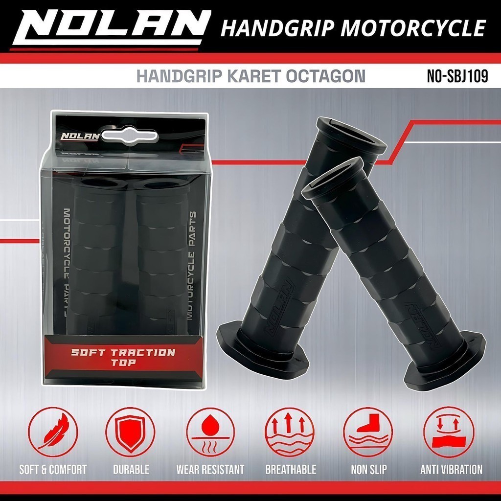 HITAM Handgrip NOLAN Grip MOTOR Model OCTAGON Black Rubber Motorcycle ...