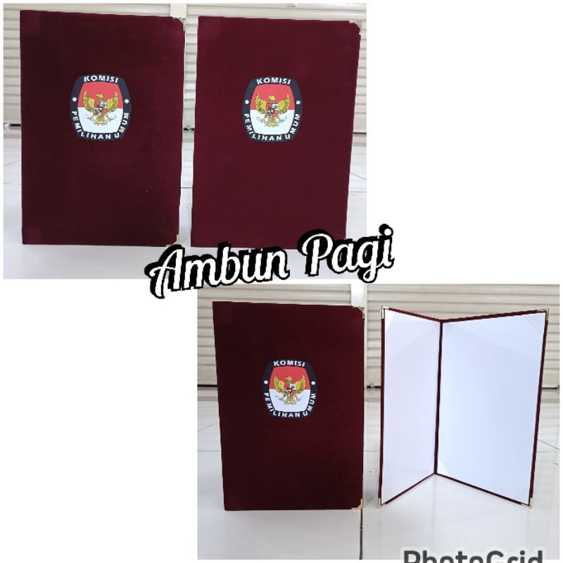MERAH Custom color office map, maroon velvet map, full color KPU logo ...