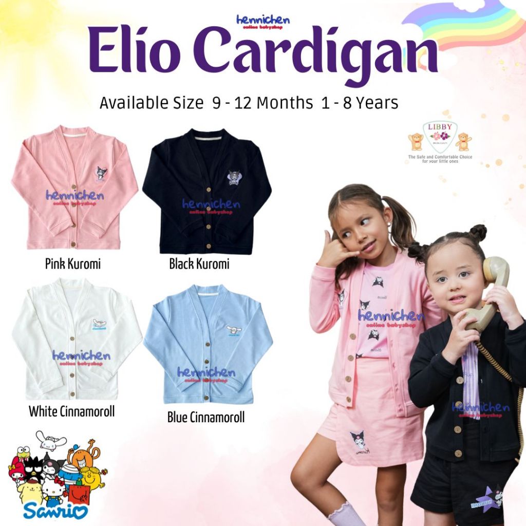 Libby Elio Cardigan Sanrio 9 Months - 8 Years Embroidery Cardigan Kuromi Cinnamorol Girls ...