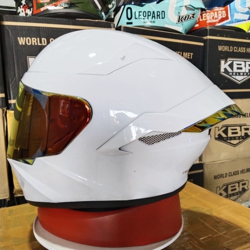 Full FACE KBR TTC SOLID WHITE GLOSSY HELMET (HANDLING PACKAGE) | Shopee ...