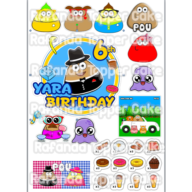 Pou birthday cake Topper character birthday Topper | Shopee Malaysia