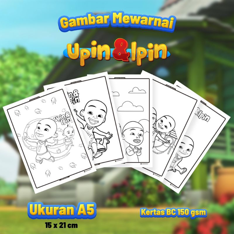 Upin & IPIN Coloring Pictures Contains 20 Thick BC Paper Sheets ...