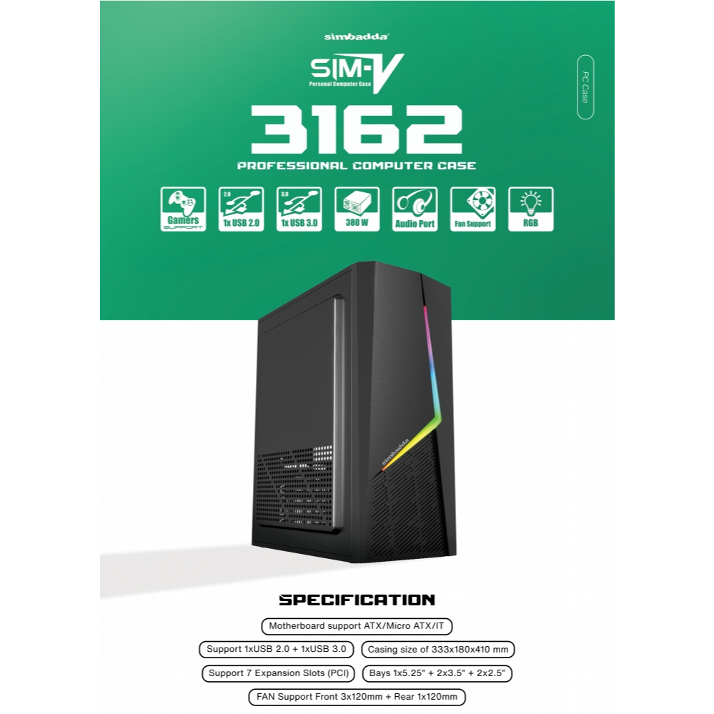 Casing Simbadda Sim V 3162 Sim V3262 Plus PSU 380 Watt | Shopee Malaysia