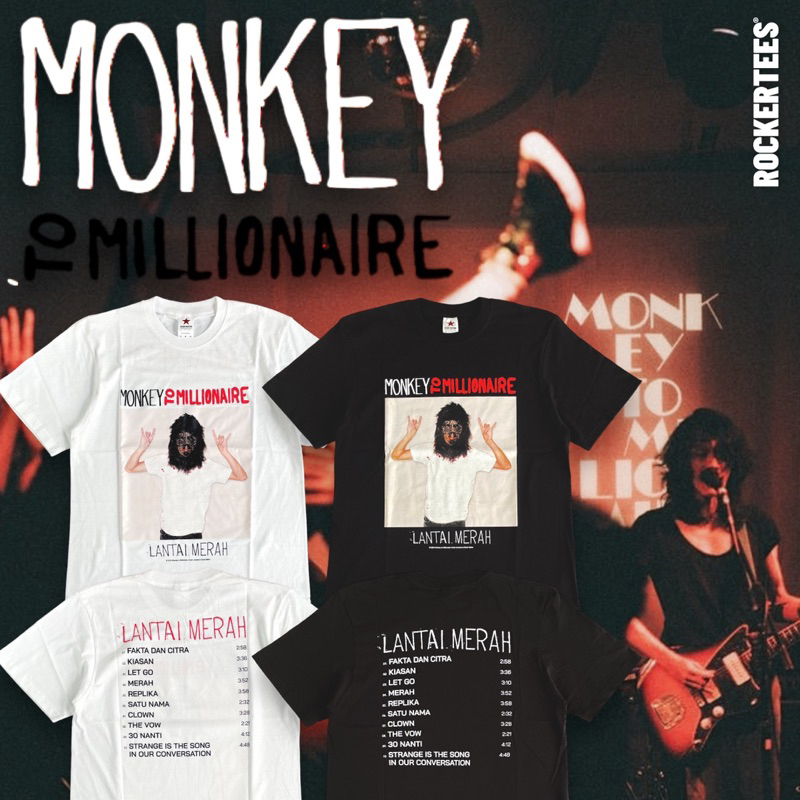MERAH Monkey TO MILLIONAIRE - Floor Red BLACK/WHITE T-SHIRT | Original ...