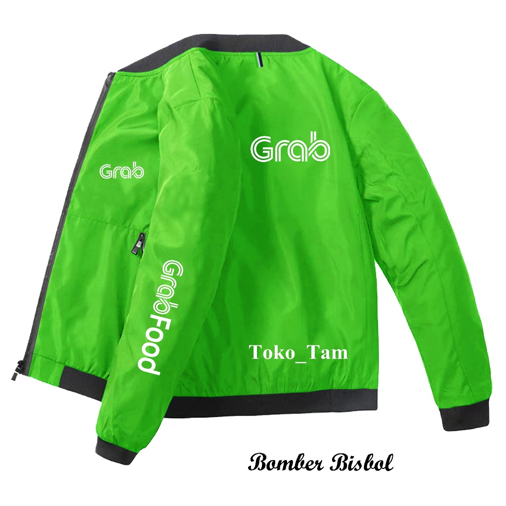 Bomber Jacket grab grabbike grabfood original taslan zipper grab ...