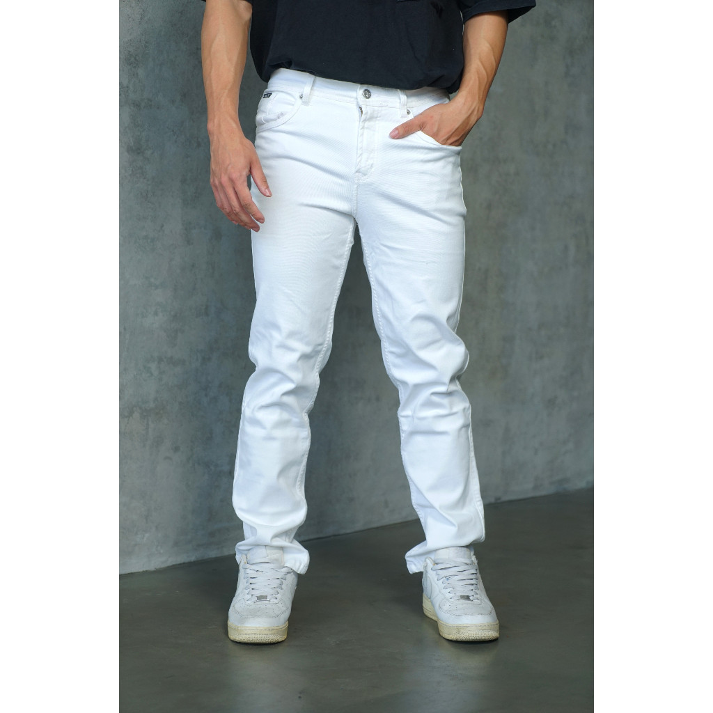 PUTIH FOREX Regular Fit Plain White Men's Jeans DLRS3648 | Shopee Malaysia