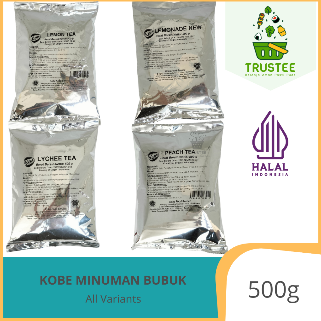 KOBE Tea Powder Drink Halal Tea Powder/ with Lemon Lychee Flavor Peach ...