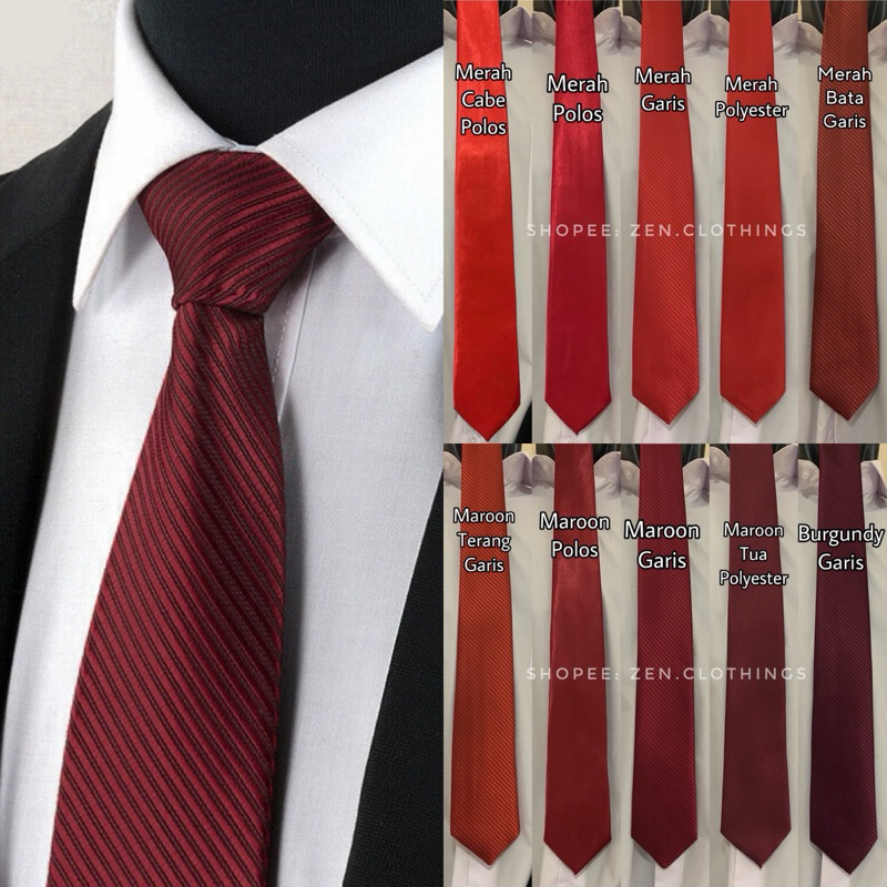 MERAH Men's Tie, Adult Manual Tie, Plain Length And Red Maroon Maroon ...