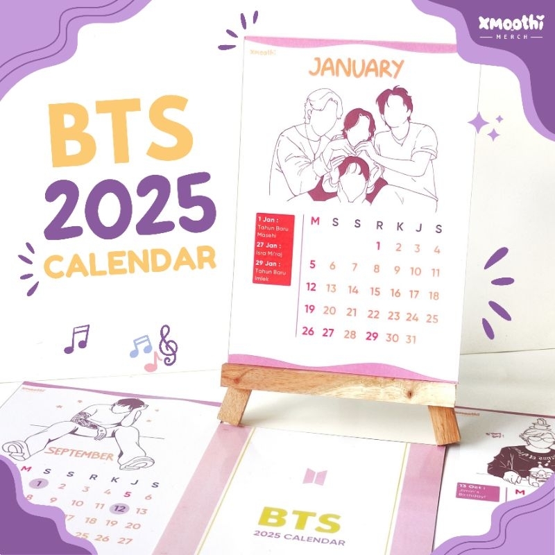Bts 2025 CALENDAR - MINI DESK CALENDAR AESTHETIC - New Year's DESK ...