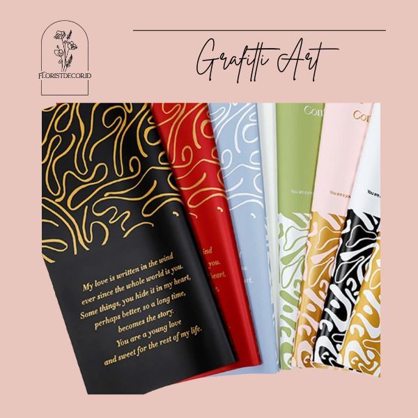 (ECO) Ecer CELLOPHANE GRAFFITI MOTIF ART WORDS WATERPROOF PAPER Flower ...