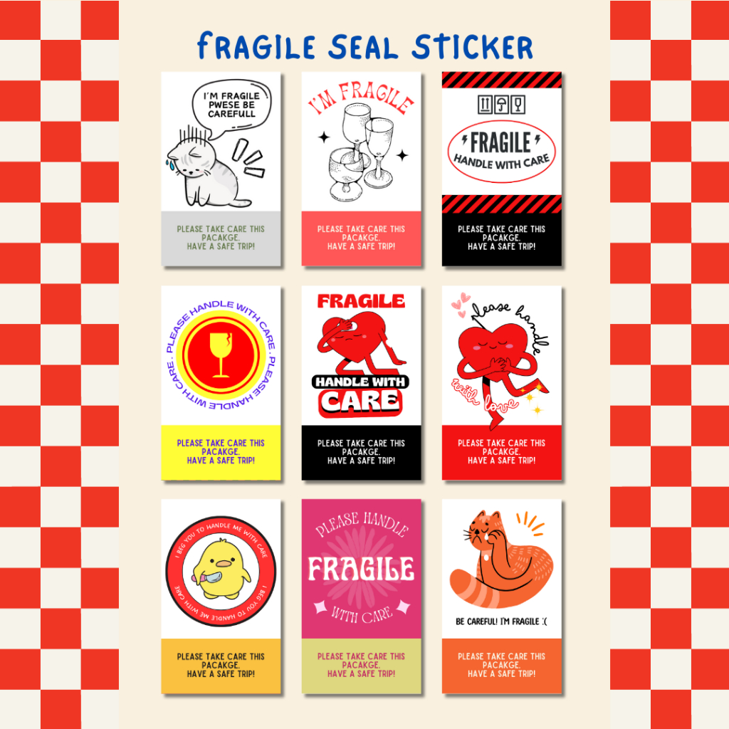 (Minimum 10 Pcs) Fragile Sticker Seal Box/ Aesthetic Seal Sticker ...