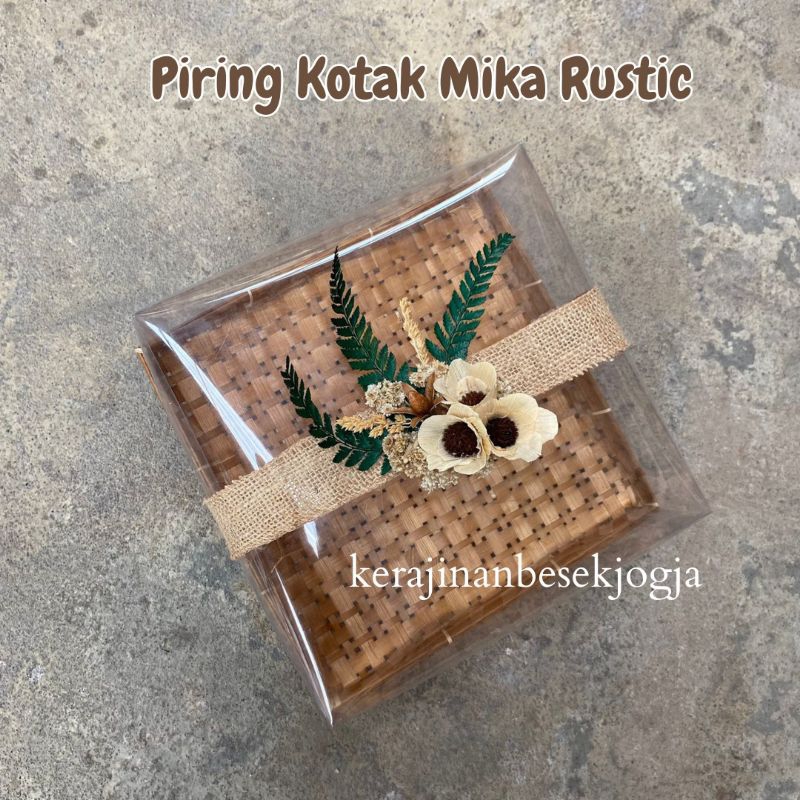 Rustic MIKA LID BAMBOO SQUARE PLATE | Wedding delivery | Mica basket ...