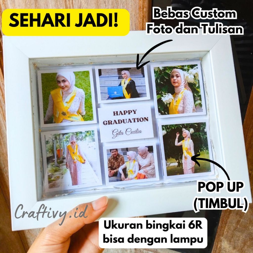 Pop UP FRAME 6R GIFT CUSTOM PHOTO FRAME WRITING COLLAGE NUMBERS LED ...