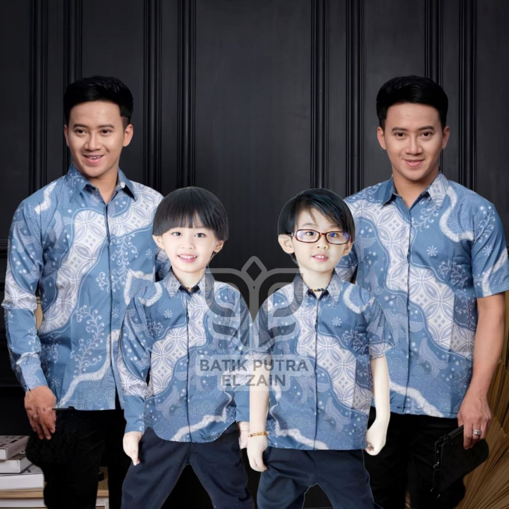 KEMEJA The Newest Men's Batik Shirt Batik SOFT BLUE Batik Light BLUE ...