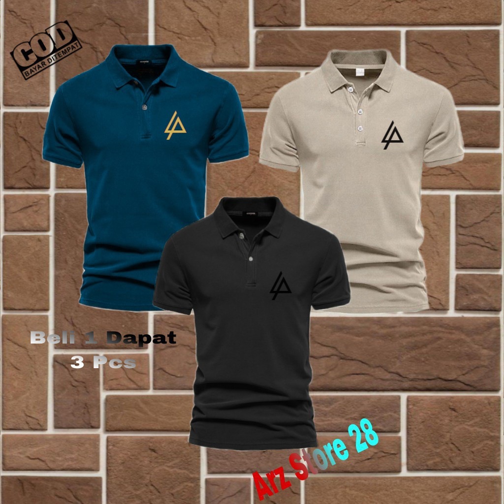 HITAM !! Men's Polo Shirt Distro Text Gold/Black 1 Package Of 3 Pcs ...
