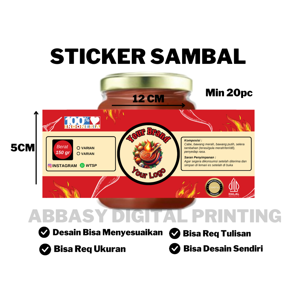 Sambal PRODUCT STICKER (CAN REQ SIZE AND DESIGN) | Shopee Malaysia