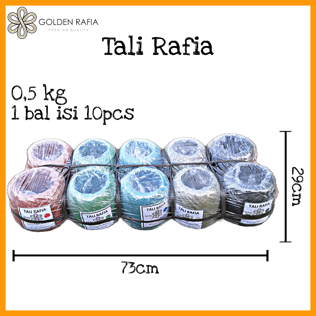 Golden RAFIA Plastic Raffia Rope Mixed Color 1 Ball contains 10 pcs @0 ...