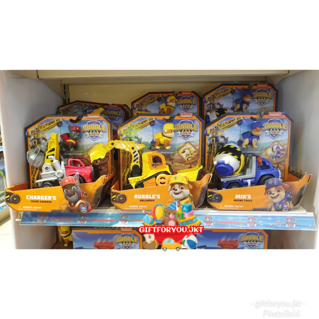 Rubble & Crew Crane Grabber Cement Mixer Toy Bulldozer Truck Children's ...