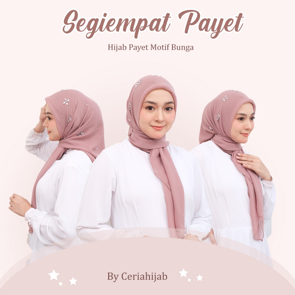 Bella Square Hijab Square Sequin Flower Motif Sow/Bella Sequin Headband ...